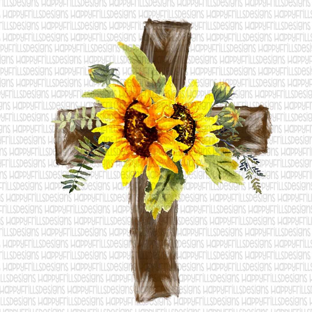 Sunflower Cross Digital Image Png Instant Download for Sublimation ...