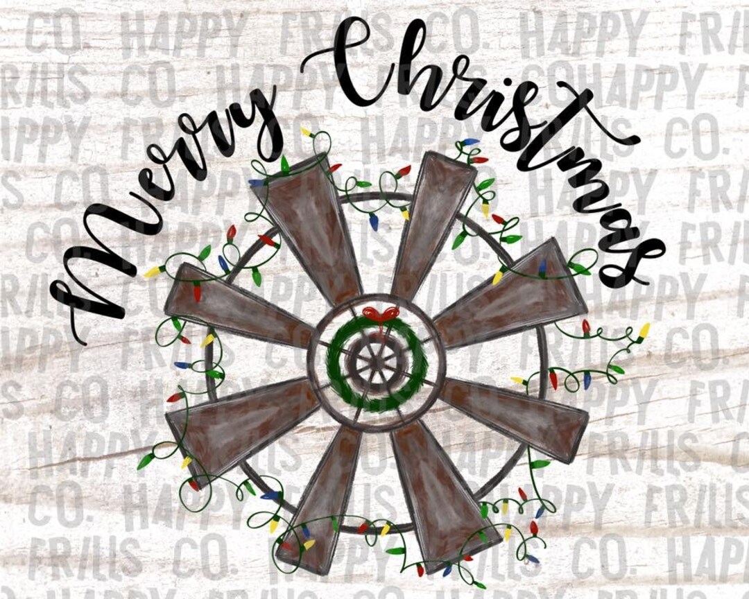 Merry Christmas Windmill Digital Image Png Instant Download - Etsy