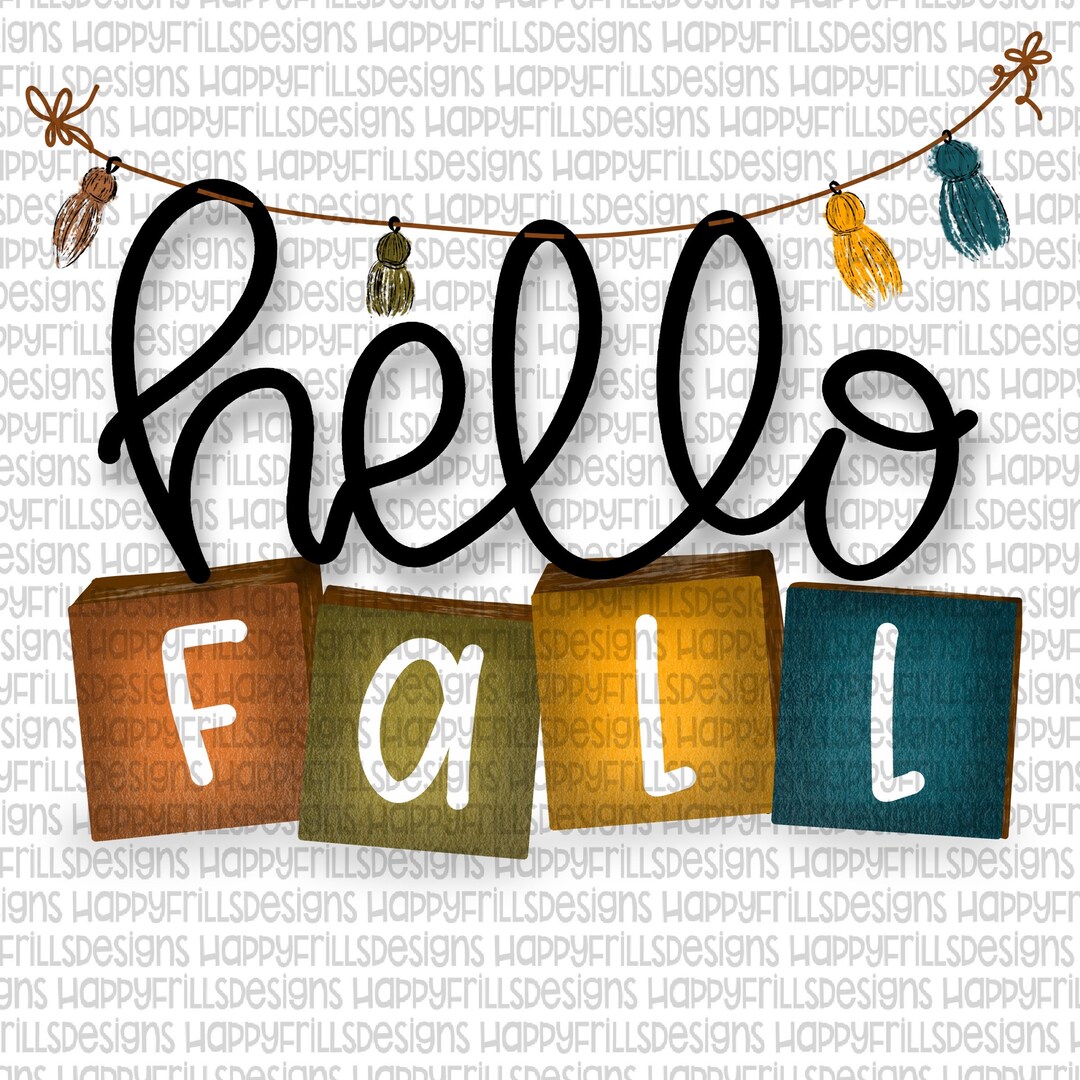 Hello Fall Banner & Blocks Digital Image Png Instant Download for ...