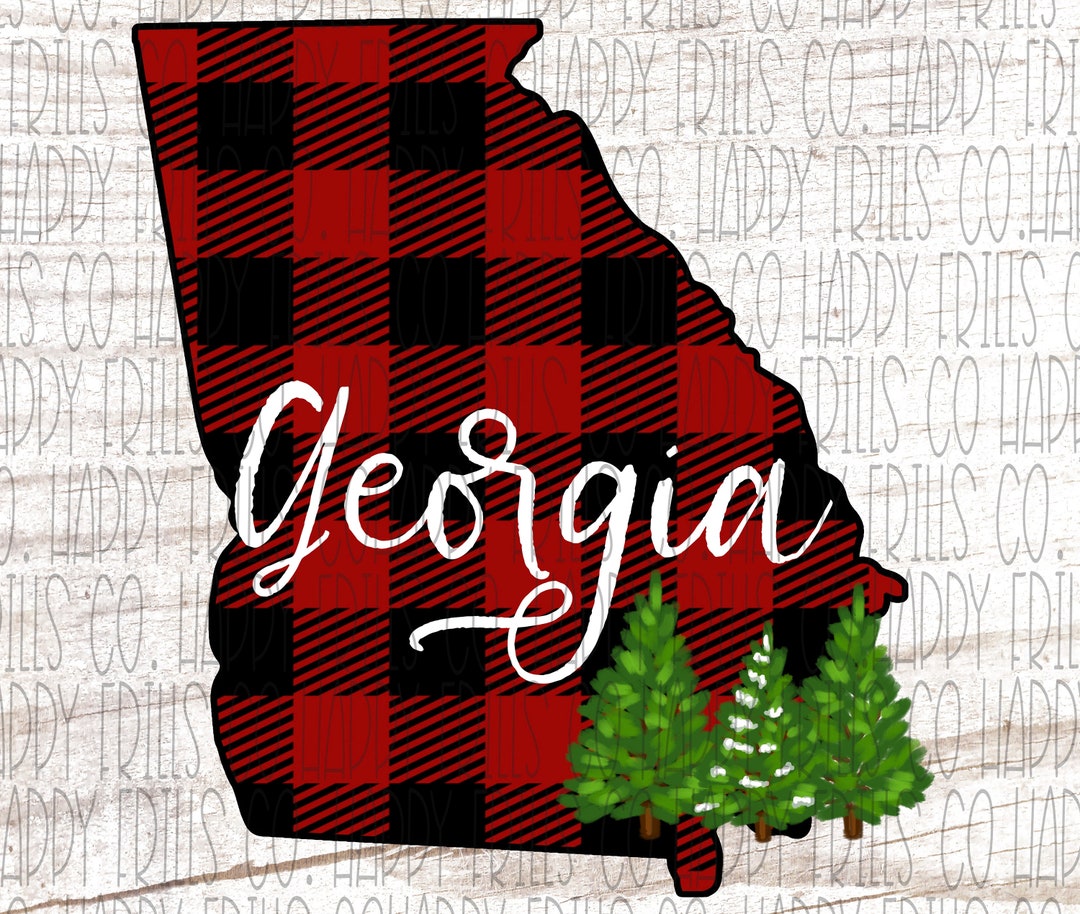 Georgia Buffalo Plaid With Christmas Tree Outline Png Instant Download ...