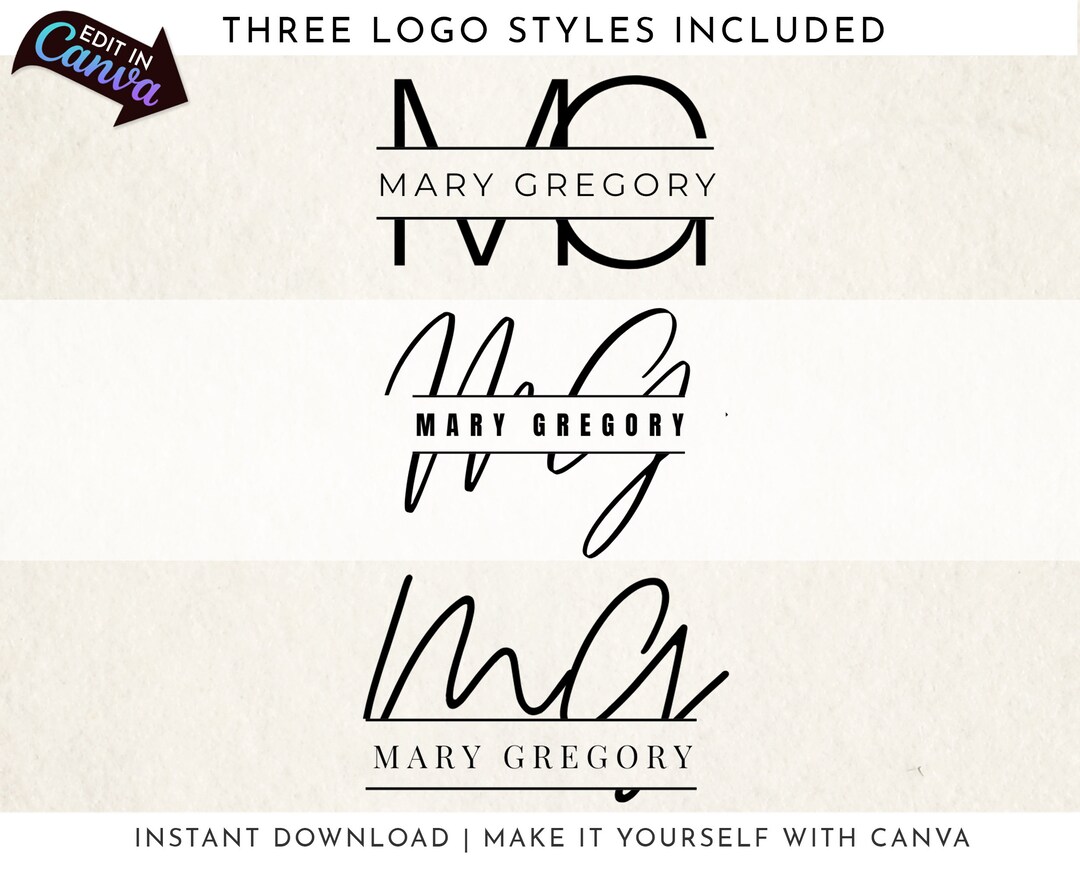 Minimal Name Design Premade Logo Studio | DIY Style Edit in Canva ...