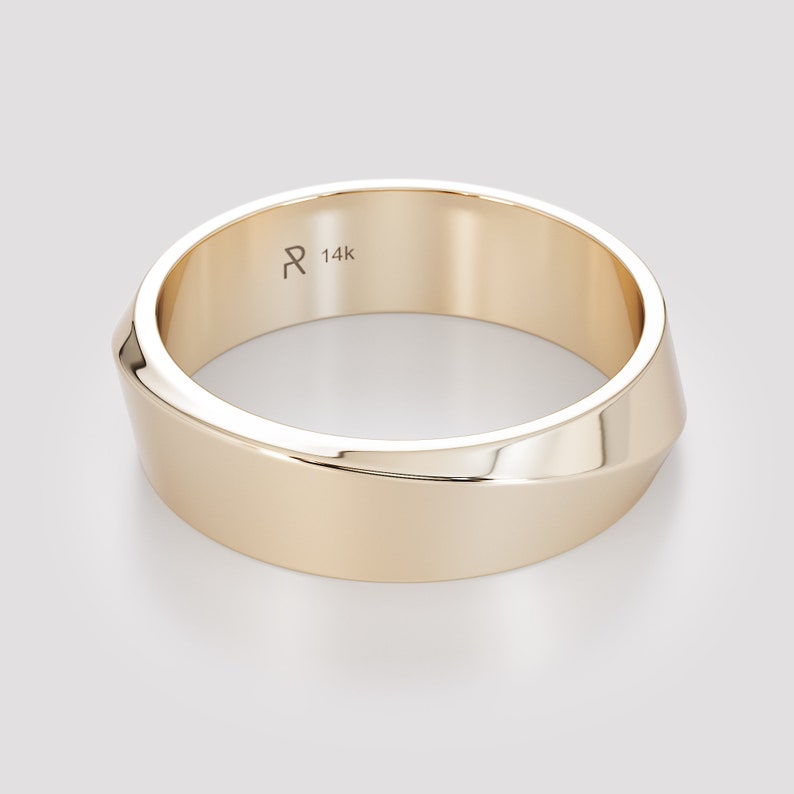 Men Wedding Ring 14K Solid Gold Custom Personalized Gift for Him Modern ...