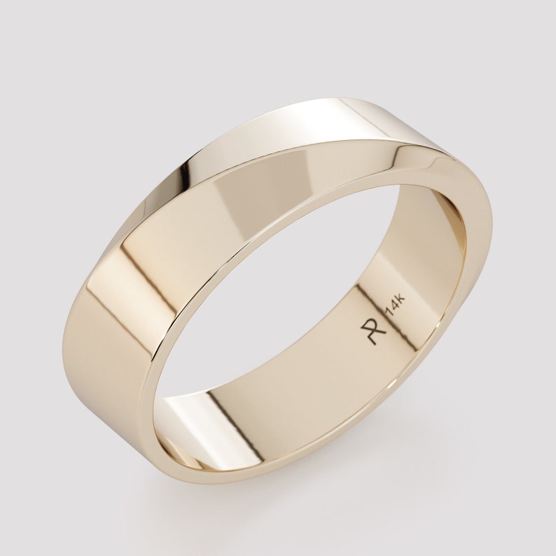 Men Wedding Ring 14K Solid Gold Custom Personalized Gift for Him Modern ...