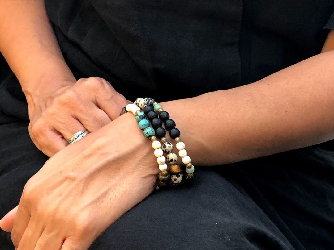 3 Stackable Bracelets for Women, Boho Bracelet Stack, Multi Gemstone ...