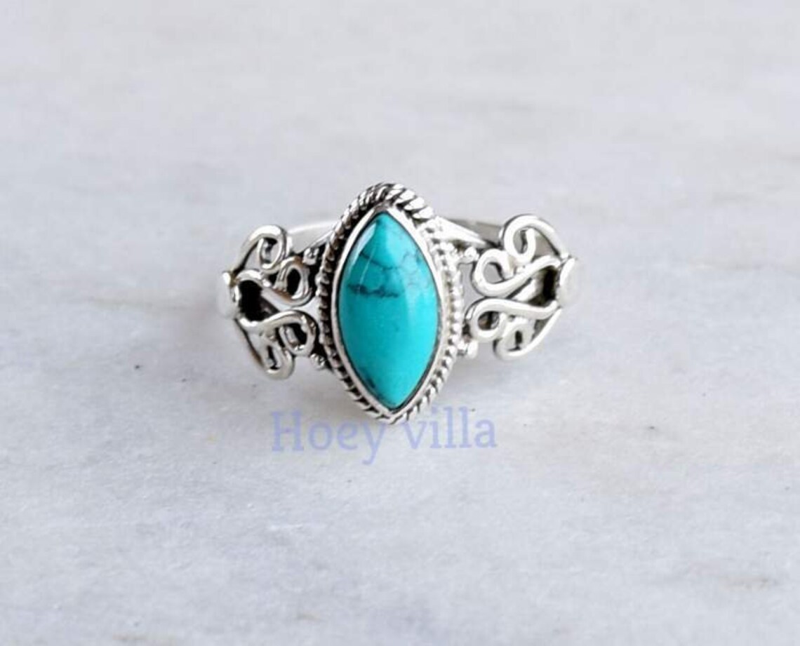 Turquoise Stone Ring Turquoise Silver Ring Turquoise Ring - Etsy