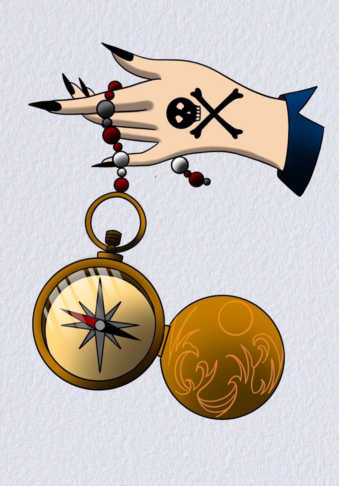 Neotraditional Pirate Hand Tattoo Flash Print - Etsy