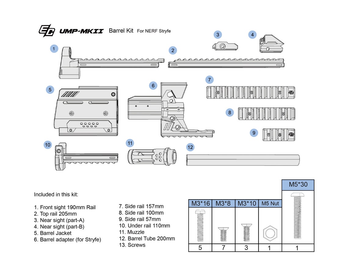 UMP MK2 Barrel Kit STL Files for Nerf Stryfe - Etsy