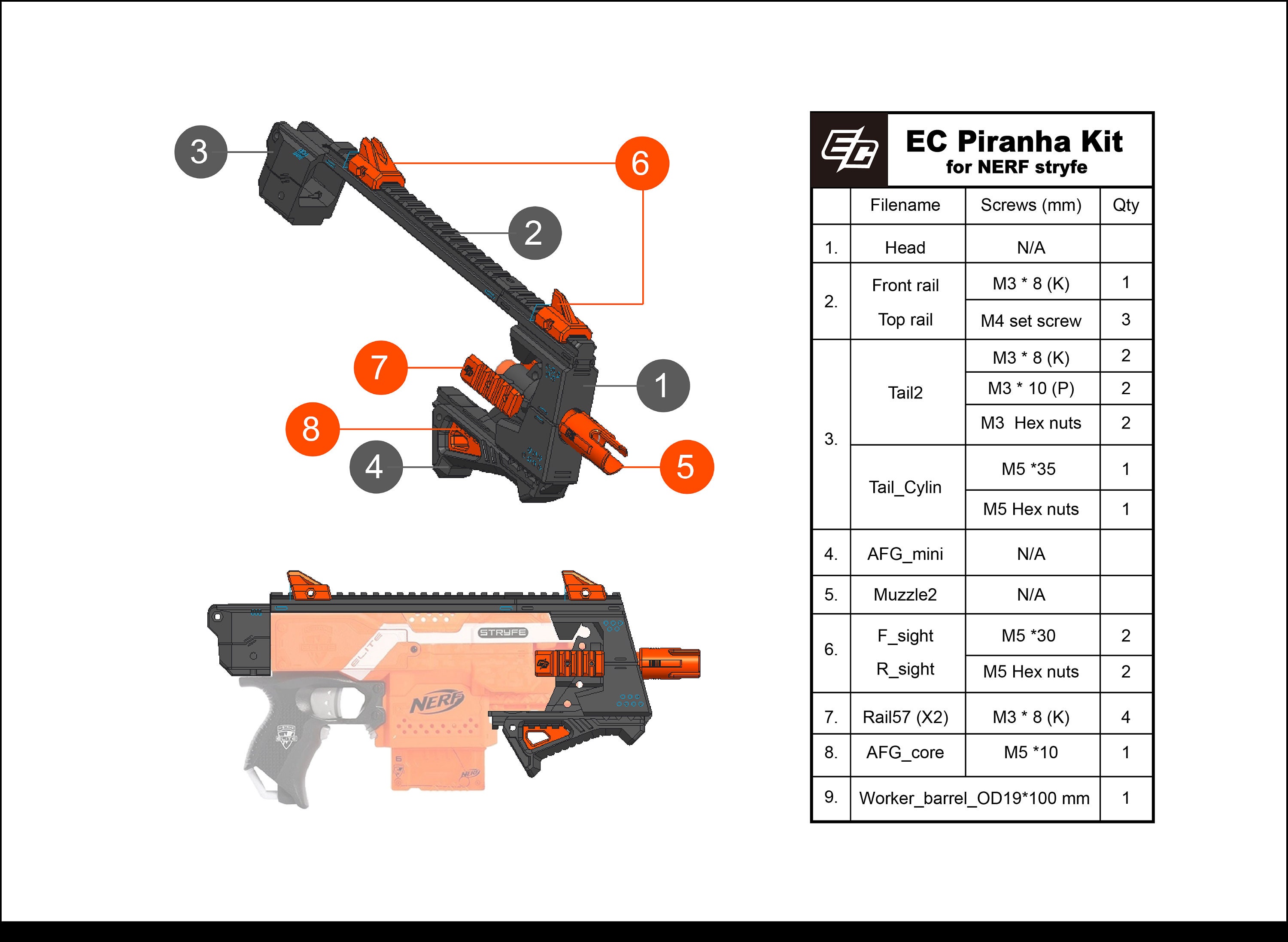 NERF Stryfe Piranha Kit STL Files - Etsy