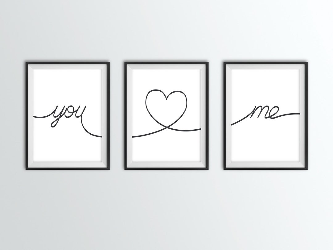 You Heart Me Hand Drawn Love String Prints Bedroom Print, a Great Gift ...
