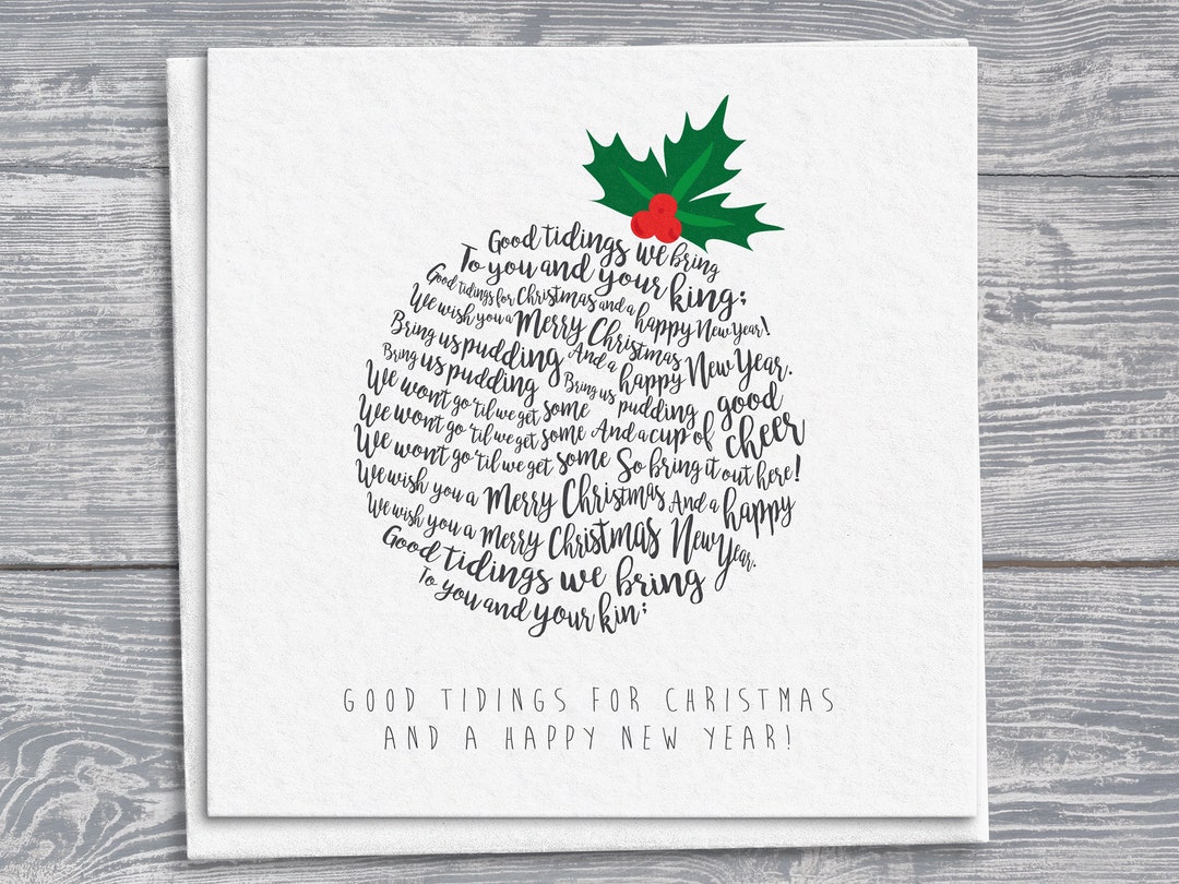 Christmas Pudding Card: Carol Lyrics Festive Greetings - Etsy