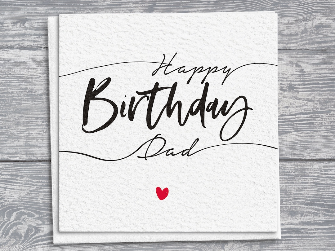 Handmade Dad Birthday Card With Scripty Design and Heart Detail - Etsy