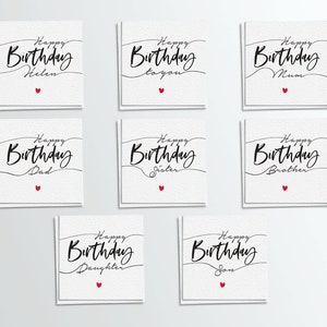Hand-drawn Scripty Happy Birthday Card With Red Heart Detail, Greetings ...