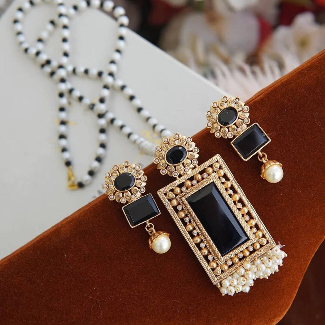 Pendant Locket Mala Set/ Indian Pakistani Necklace Set/ - Etsy