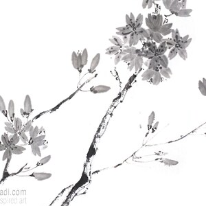 Sakura Cherry Blossom Sumi-e Painting: Japanese Haiku Art - Etsy