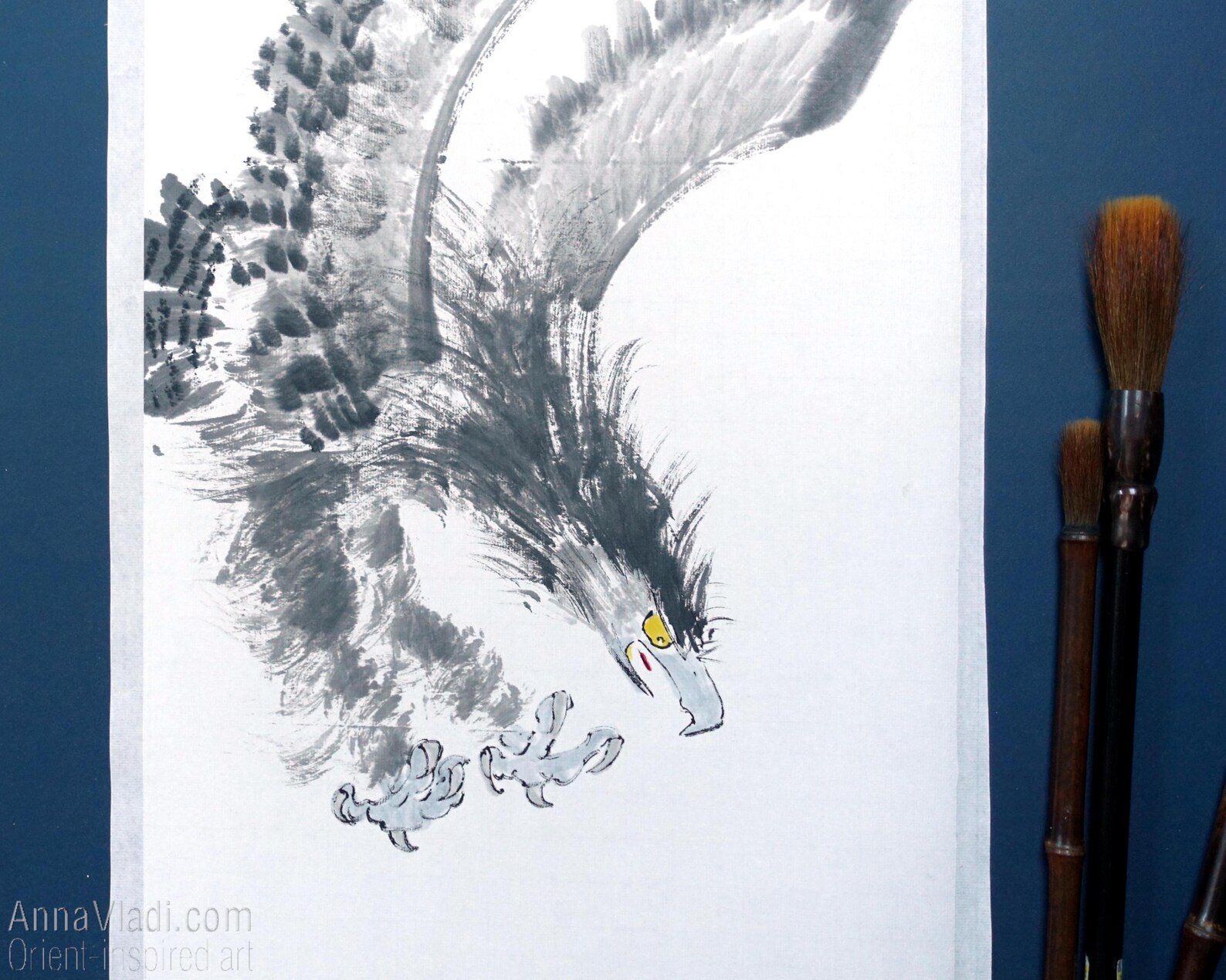 Eagle and Snake — Original Sumi-e Painting, Oriental Style Wall Art - Etsy