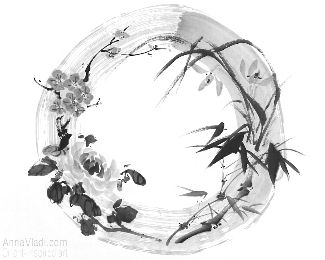 The Four Noble: Orchid Bamboo Chrysanthemum Plum Blossom — Original ...