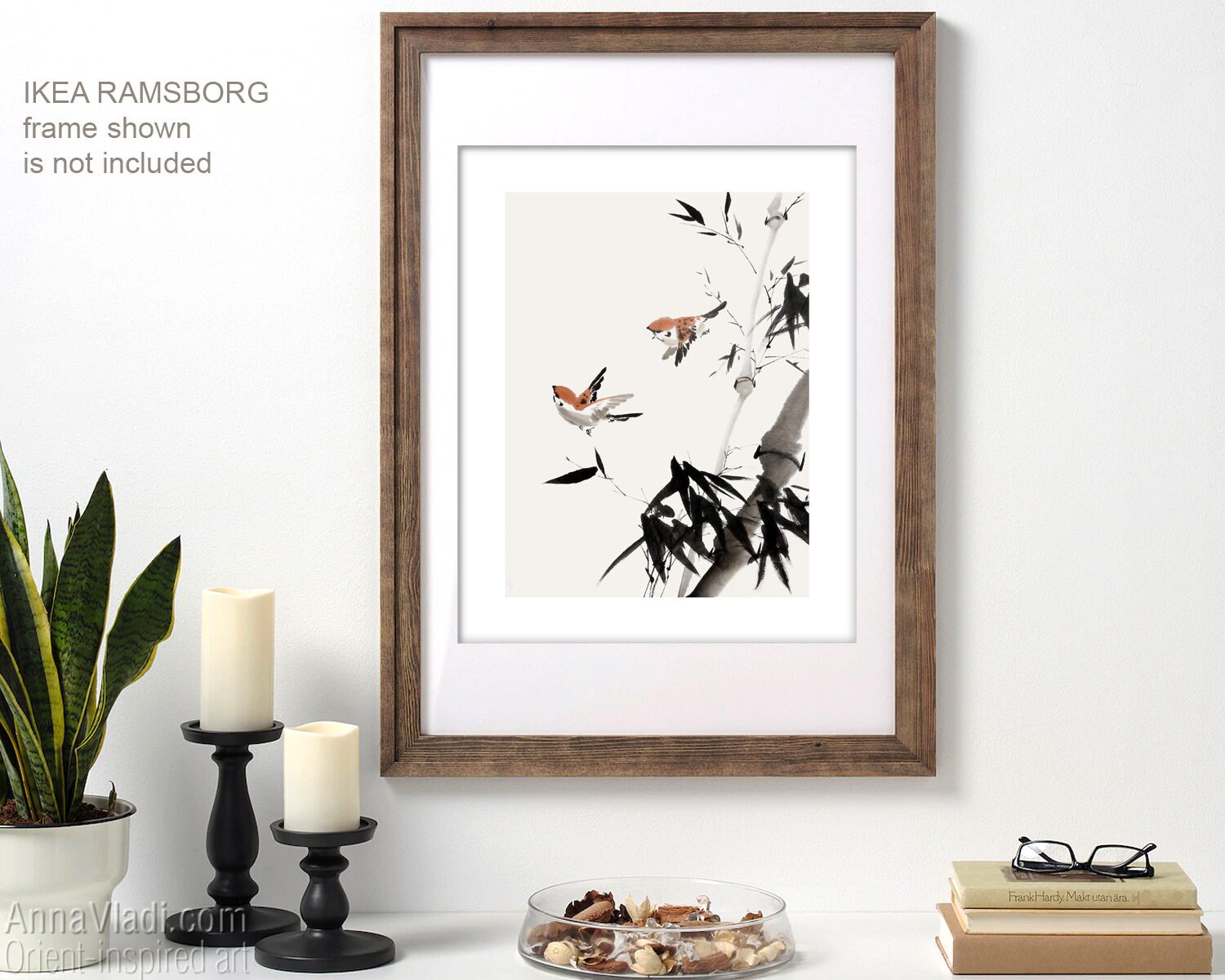 Sparrows in Bamboo Printed Poster of My Original Sumi-e | Etsy