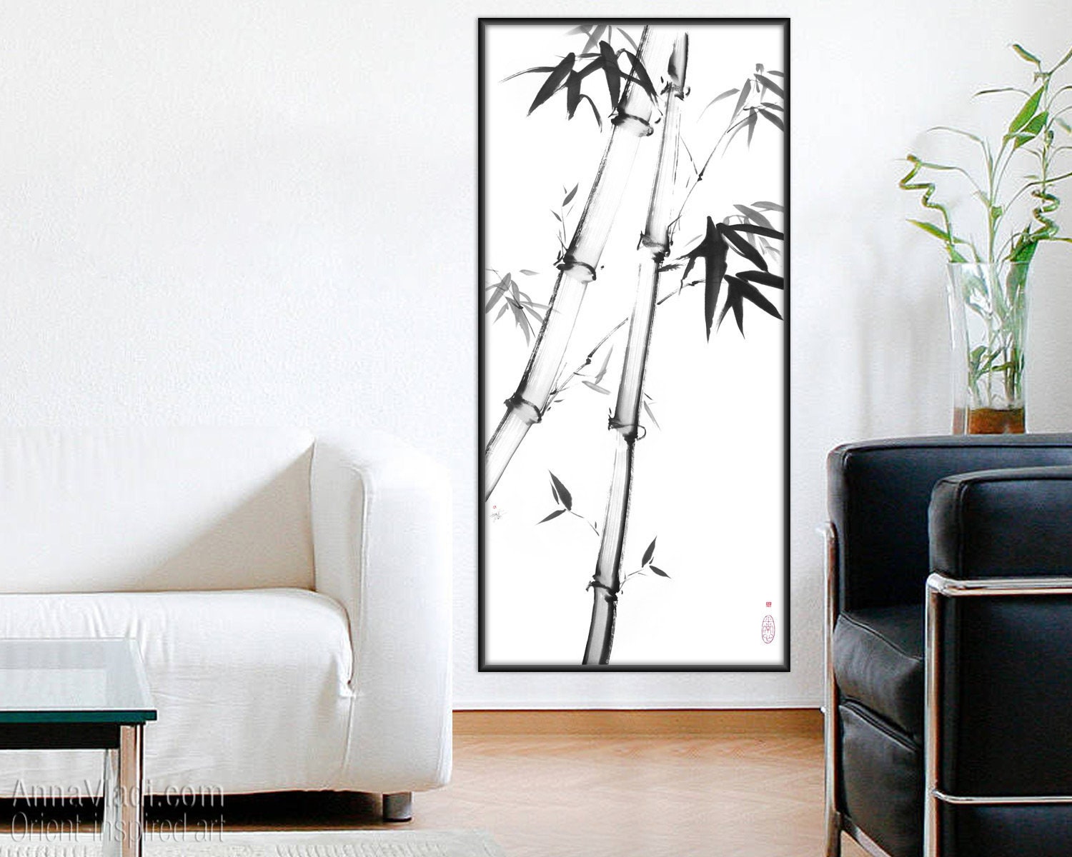 Japanese Bamboo LARGE Original Painting in Ink on Rice - Etsy