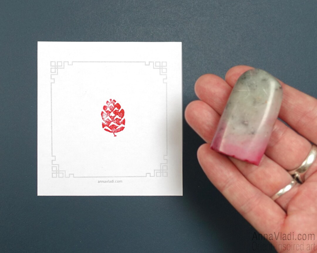 Pine Cone — Hand Carved in Stone, Chinese / Japanese Red Seal Known as ...