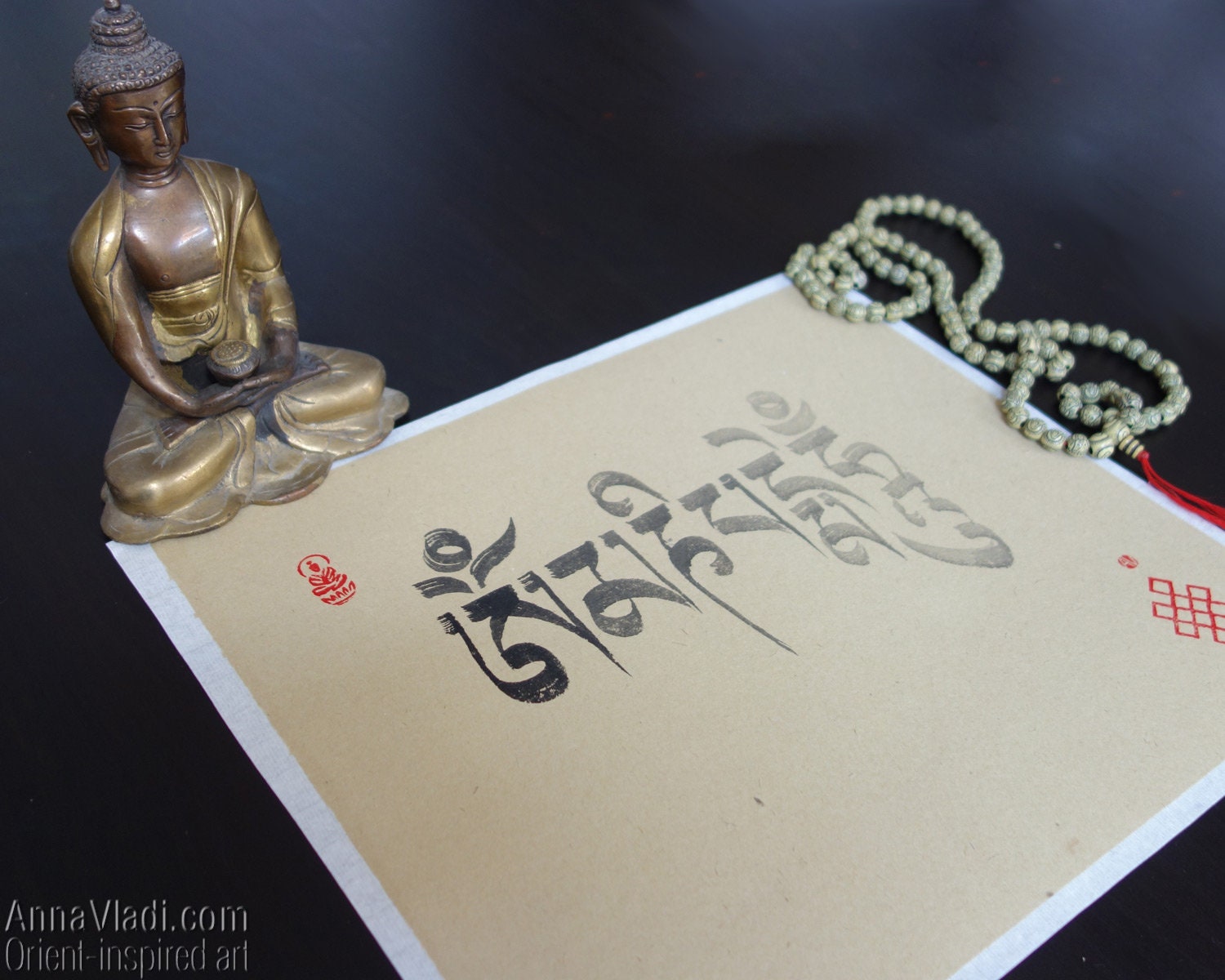 Om Mani Padme Hum Tibetan Calligraphy handwritten on vintage | Etsy