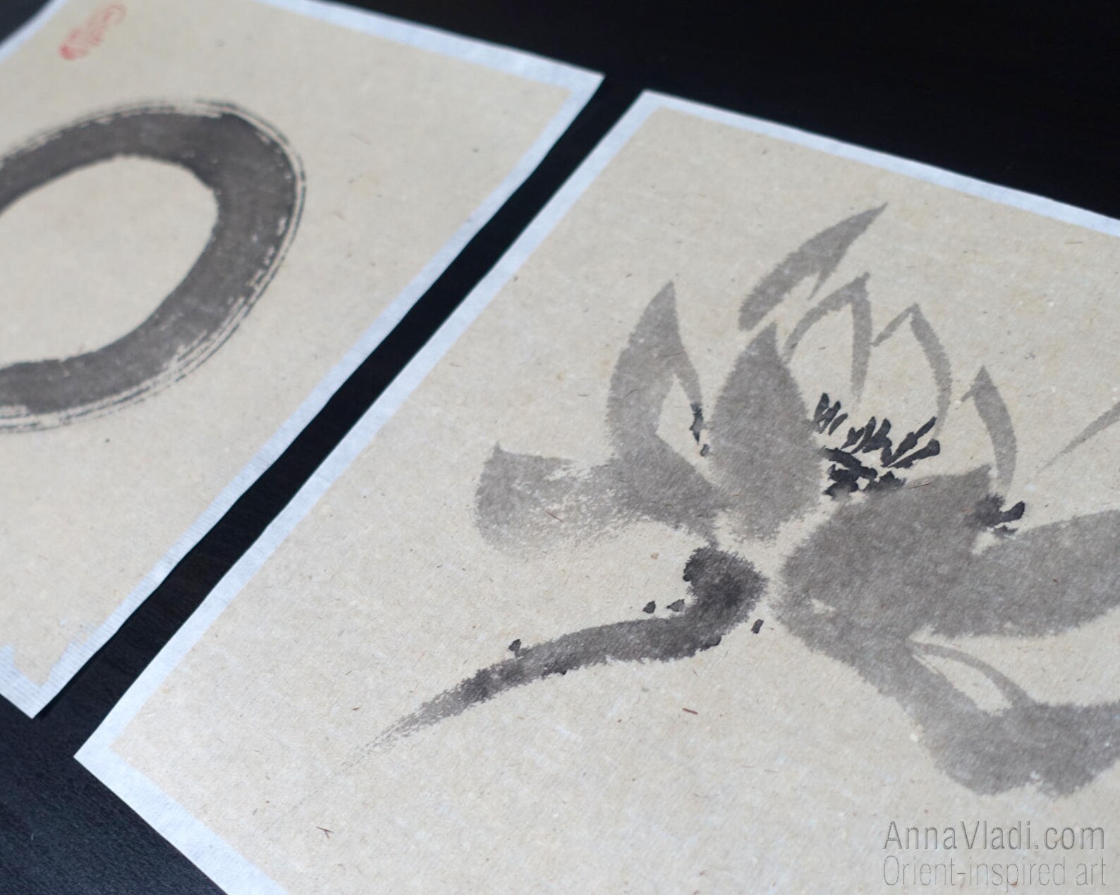 Enso Zen Circle and Lotus Set of 2 Original Oriental - Etsy
