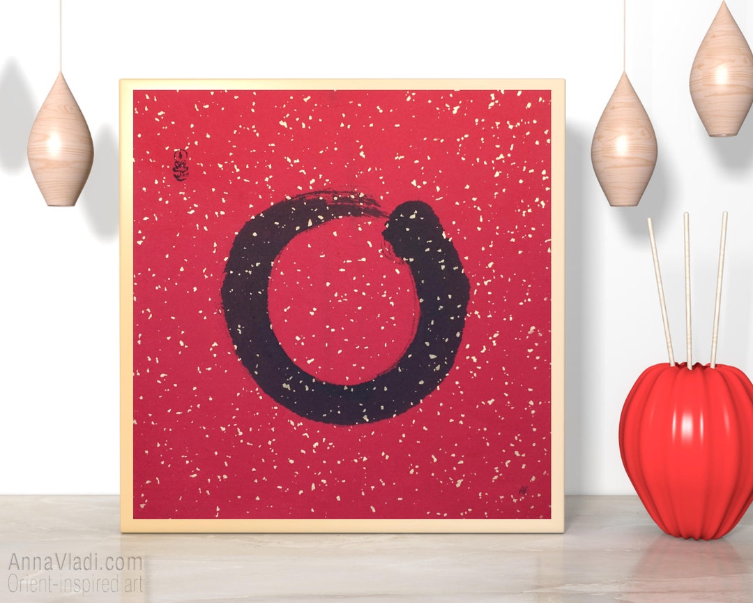 Enso Zen Circle or Red Rice Paper Original Handwritten Calligraphy ...