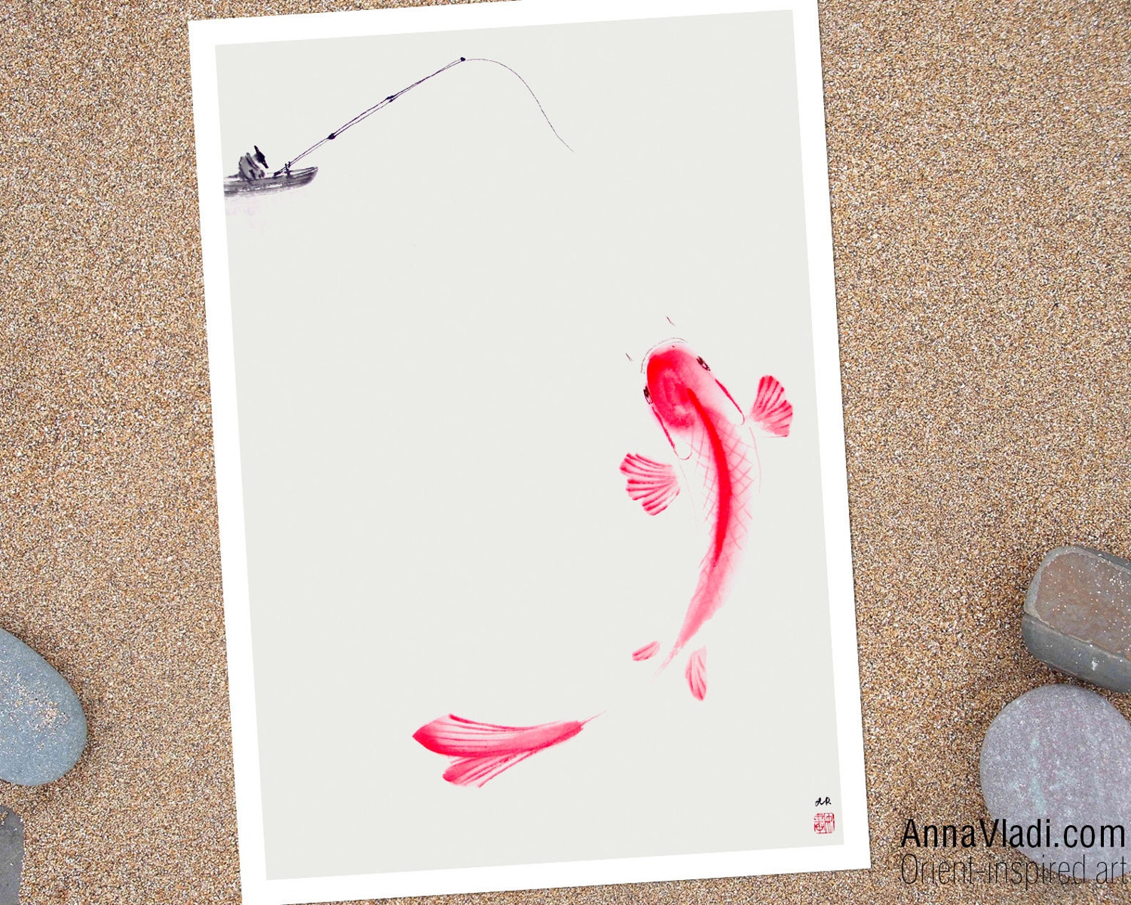 Koi Fish Postcards — Set of 4, Printed From My Original Sumi-e ...