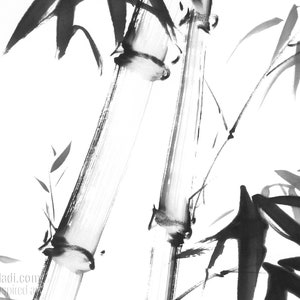 Japanese Bamboo — LARGE Original Painting in Ink on Rice Paper, Sumi-e ...