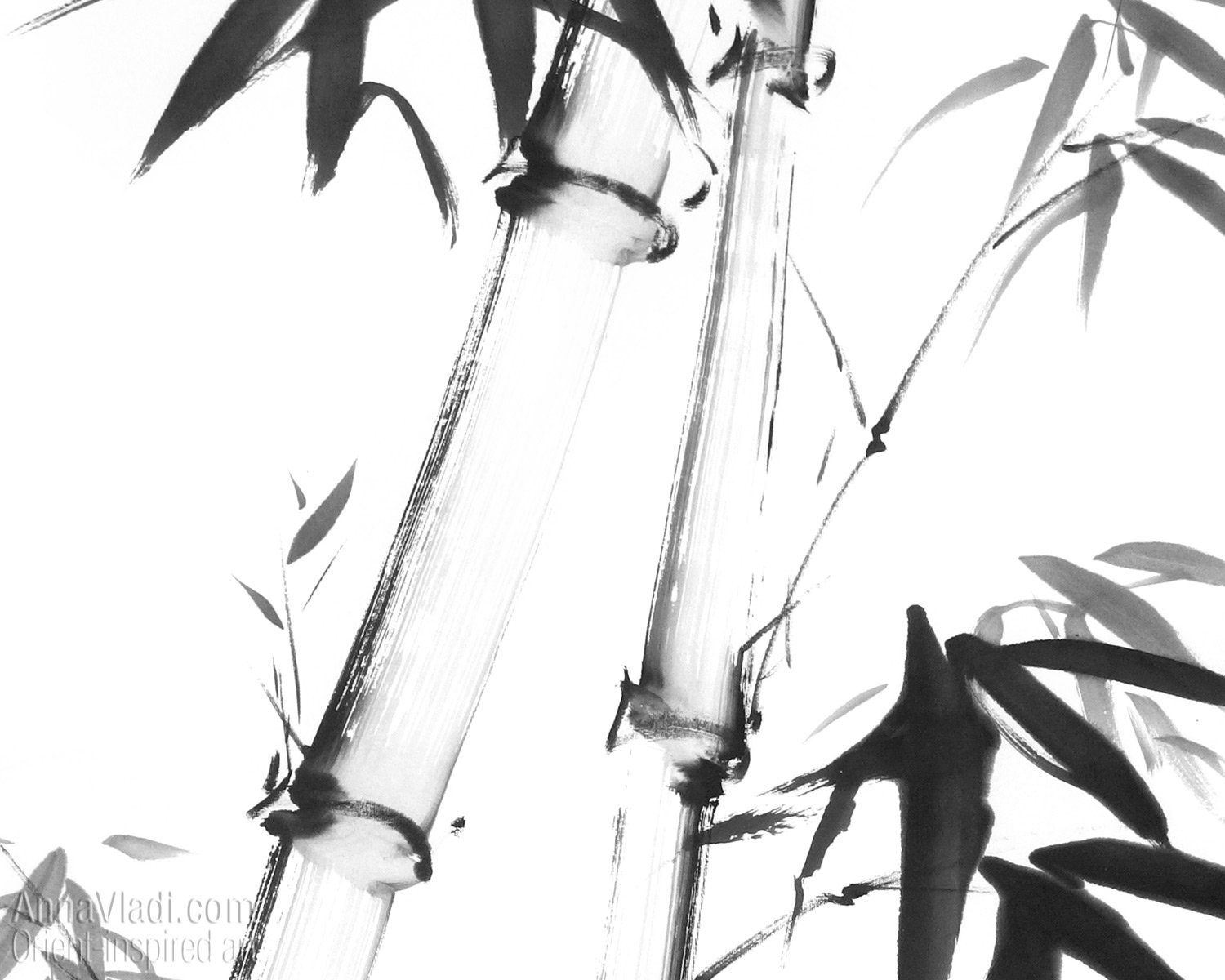 Japanese Bamboo LARGE Original Painting in Ink on Rice - Etsy