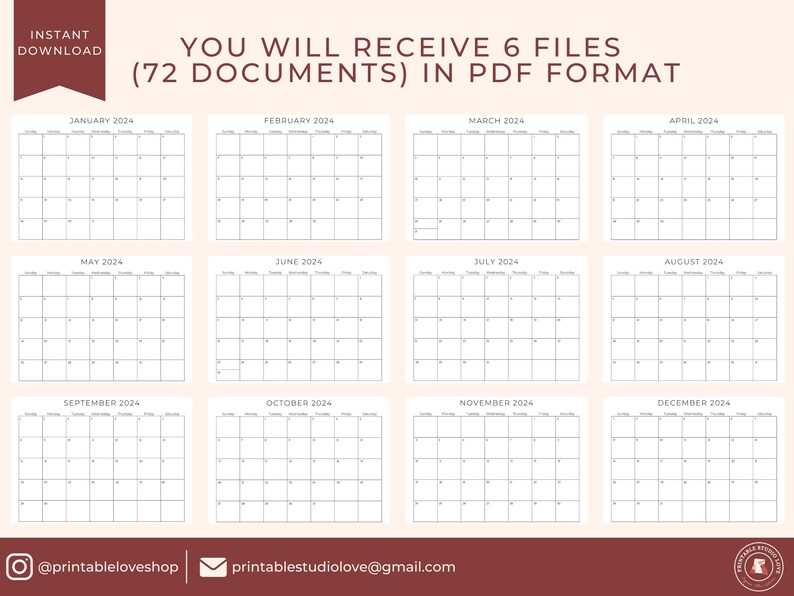 Editable 2024 Monthly Calendar, Modern Monthly Calendar, Print at Home ...