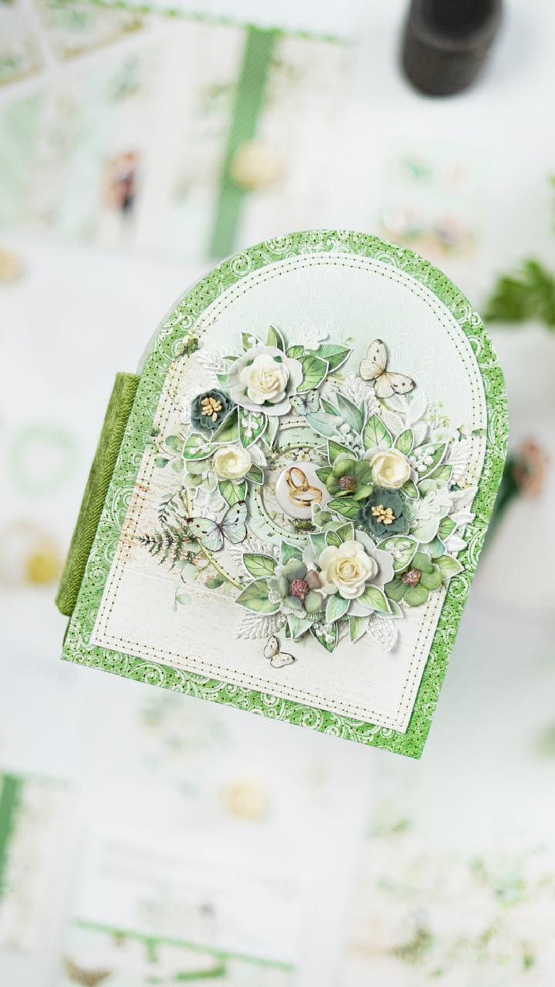 Handmade Green Wedding Photo Album – Elegant Suede Fabric – Greenery ...