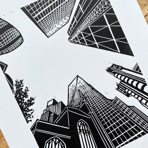 London Linocut Print | St Mary Axe City of London | Lino Relief Print ...