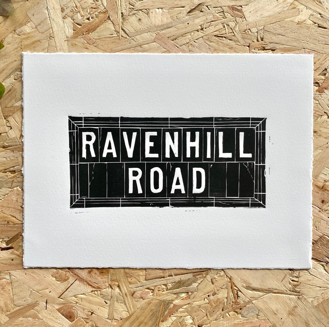 Belfast Street Sign Lino Print Ravenhill Road, Northern Irish Linocut ...