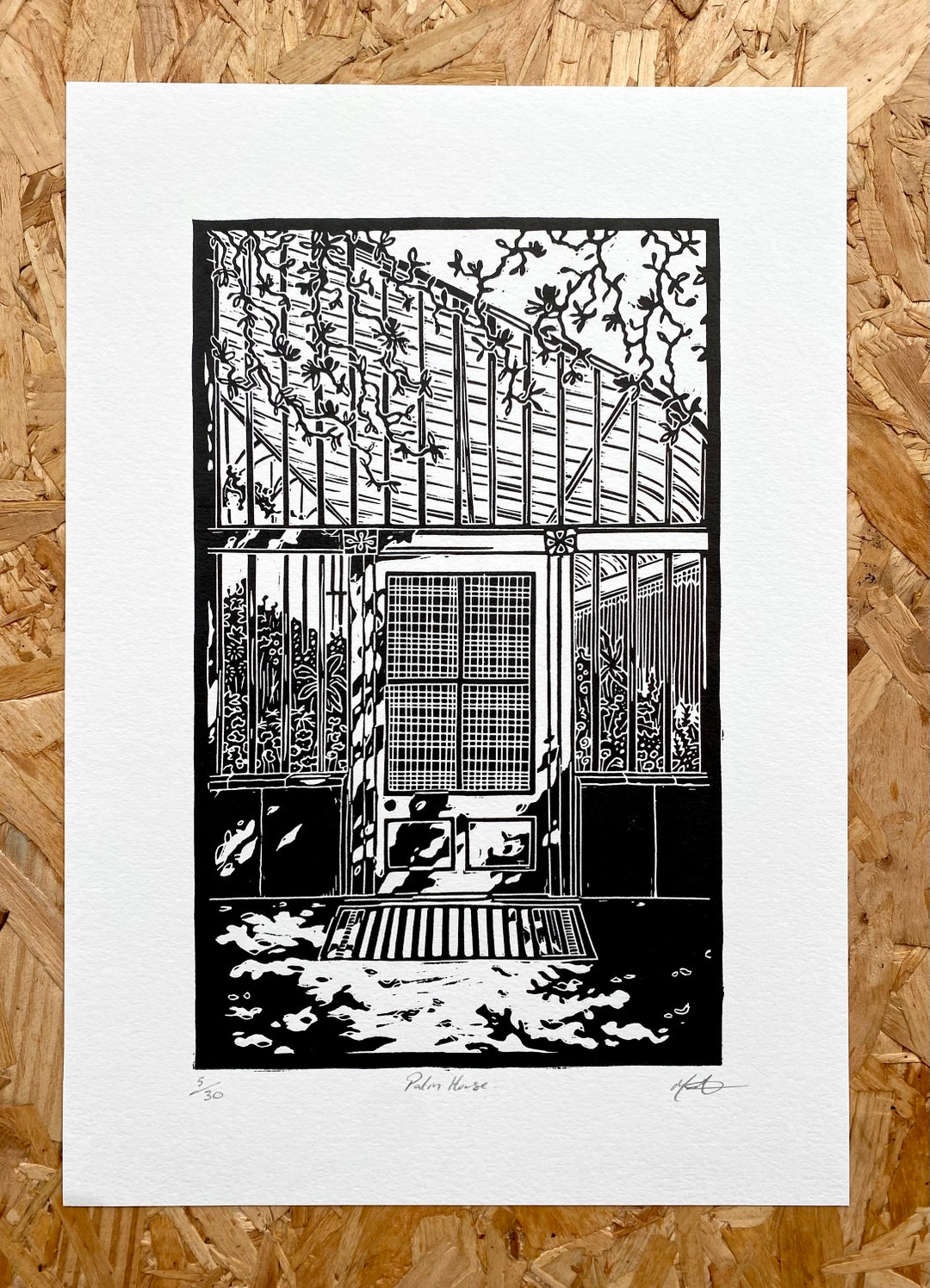 Belfast Palm House Linocut Print Botanic Gardens Northern Ireland Nine ...