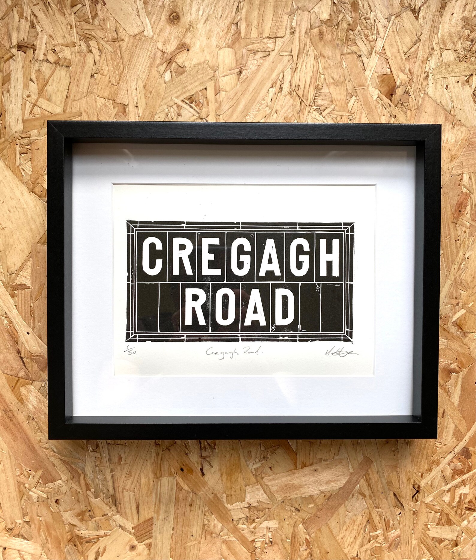 Belfast Street Sign Lino Print Cregagh Road | Irish Linocut Print ...