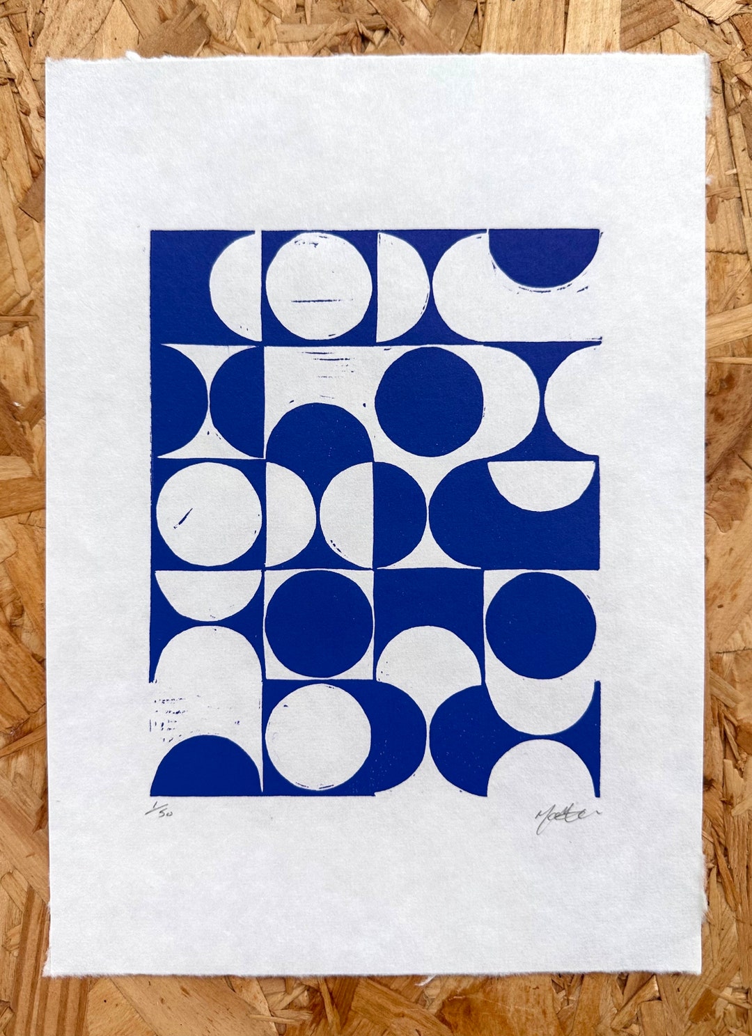 Minimalist Circle Linocut Print Henri Matisse Blue Retro Nine Glens Art ...