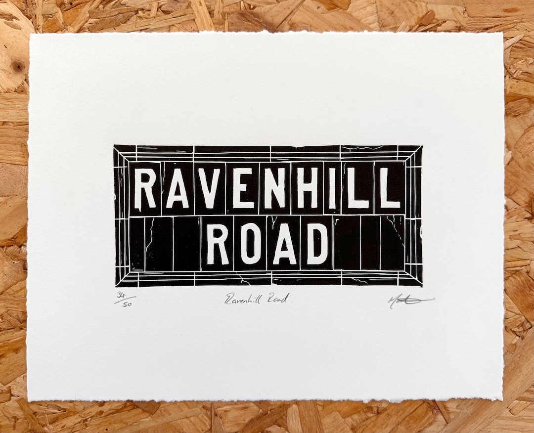 Belfast Street Sign Lino Print Ravenhill Road, linograbado de Irlanda ...
