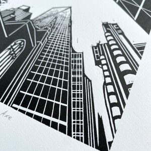 London Linocut Print | St Mary Axe City of London | Lino Relief Print ...