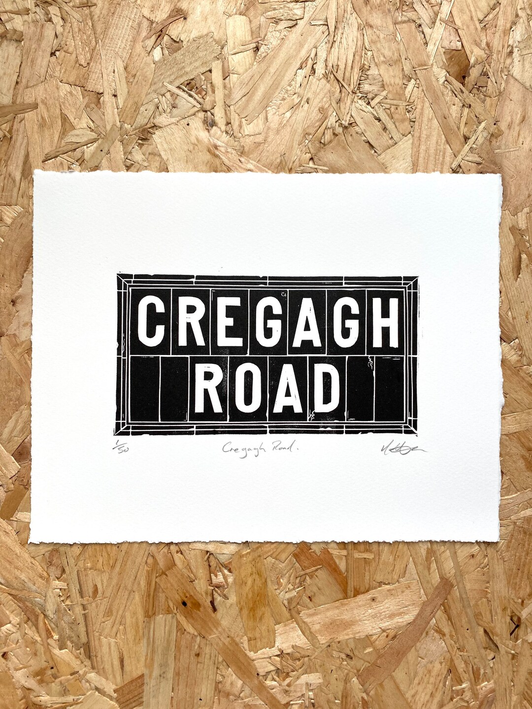 Belfast Street Sign Lino Print Cregagh Road Irish Linocut Print ...