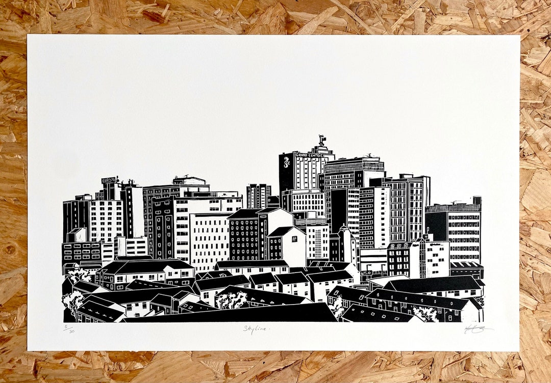 Belfast Skyline Linocut Print | Northern Ireland | Nine Glens Art - Etsy