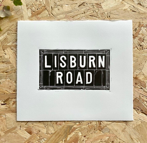 Belfast Street Sign Lino Print Lisburn Road Irish Linocut - Etsy UK