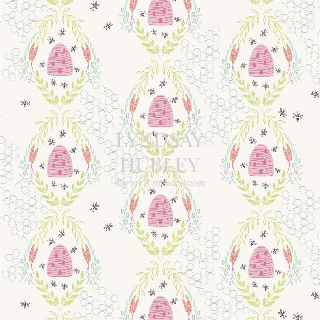 BEEHIVE WALLPAPER a Cute, Hand-drawn Beehive Pattern - Seamless Repeat ...