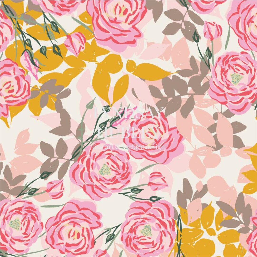 ROADSIDE ROSES a Bright, Colorful Rose Floral Pattern - Seamless Repeat ...