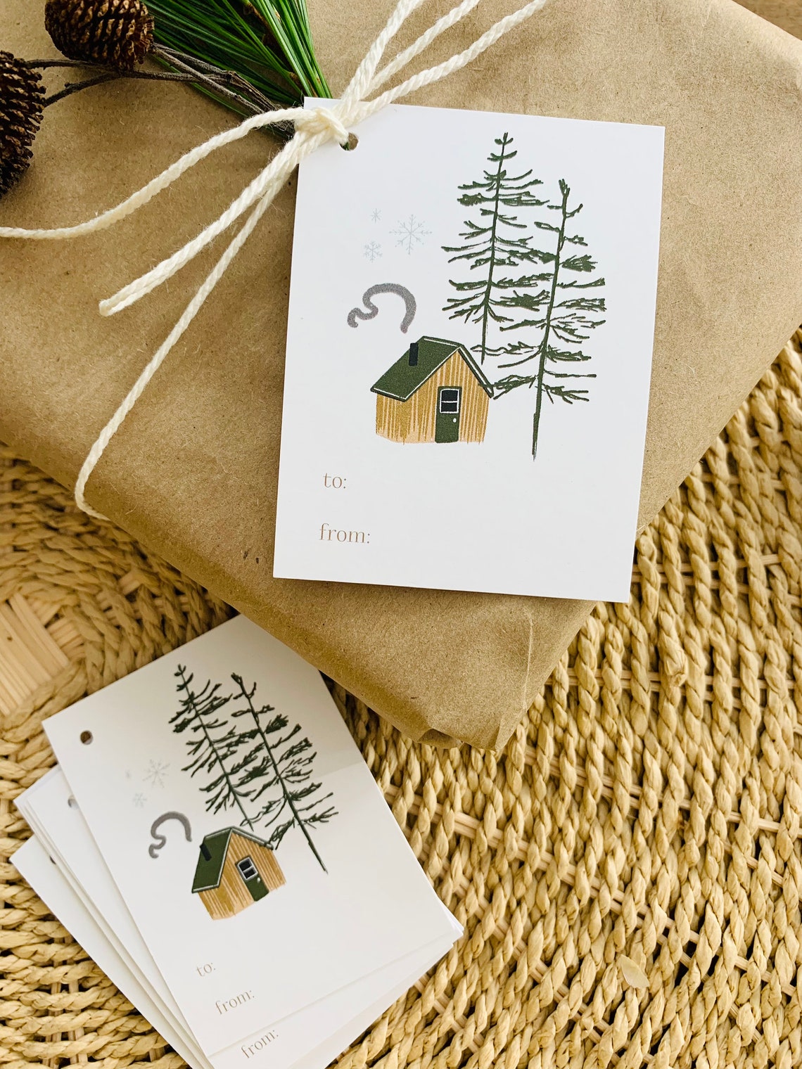 COZY CABIN Gift Tag Set Holiday Gift Tag Pretty Gift Tag Set - Etsy