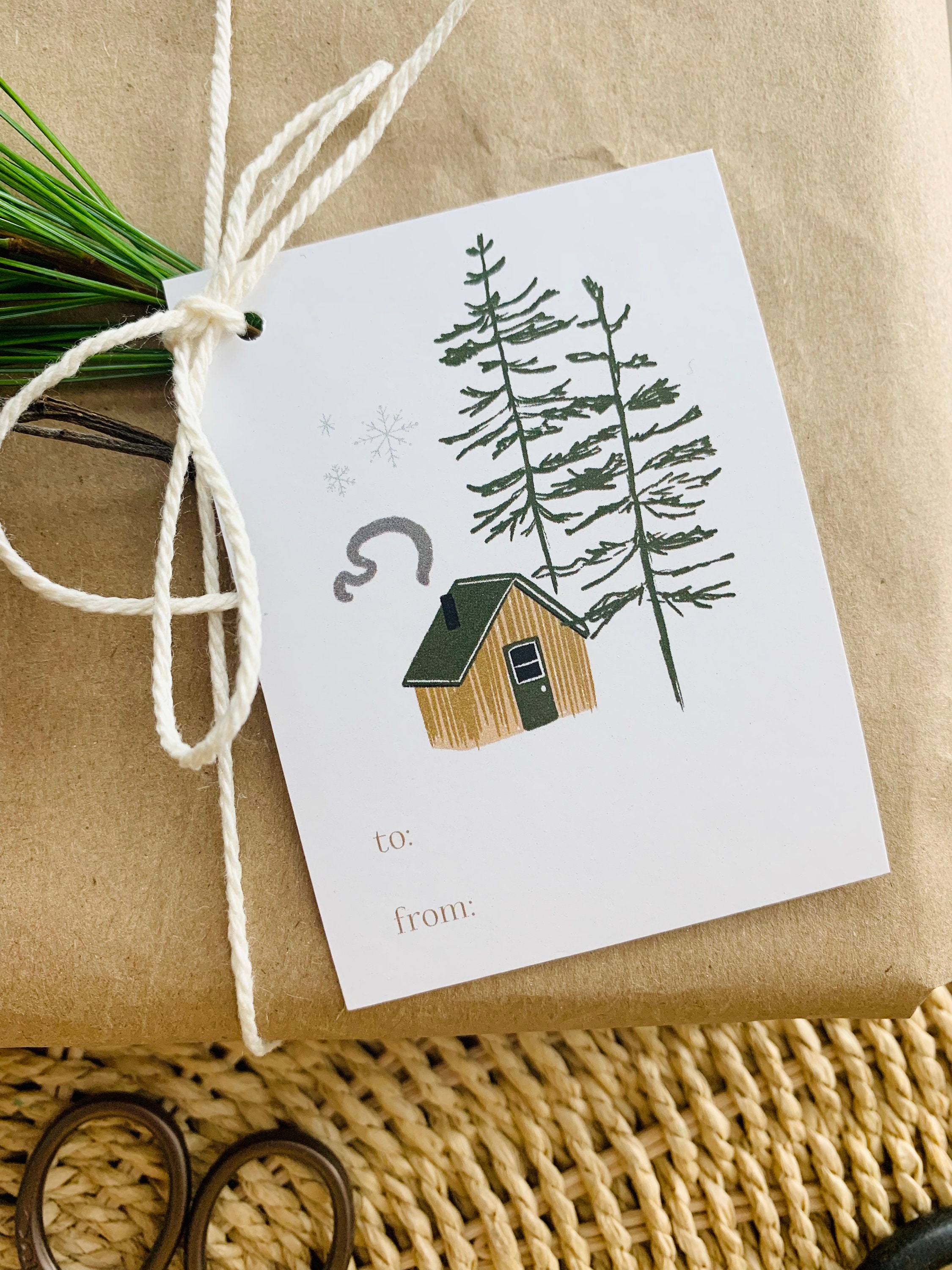 COZY CABIN Gift Tag Set Holiday Gift Tag Pretty Gift Tag Set - Etsy