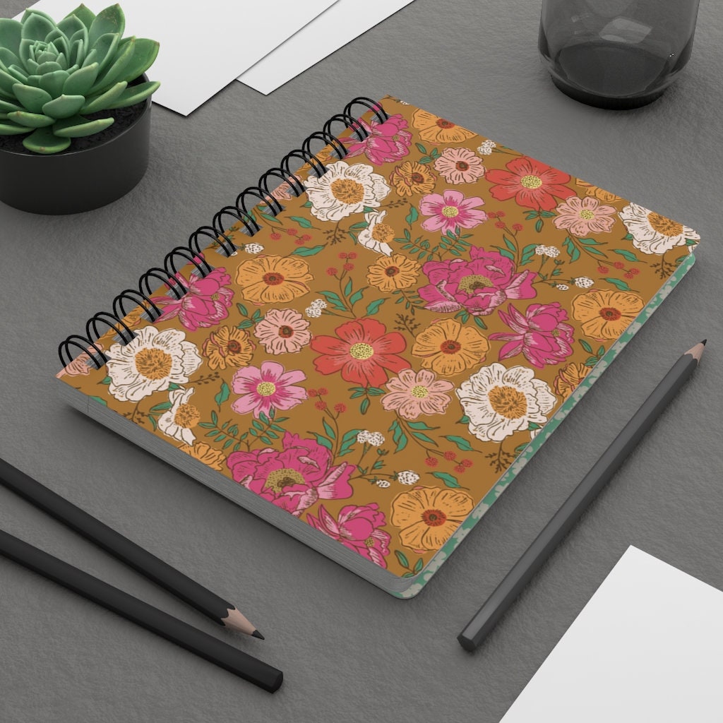 Floral Cover Spiral Bound Journal Notebook Wire Bound | Etsy