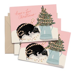PLAYFUL CAT Christmas Card | Christmas Greeting Card | Blank Note Card ...