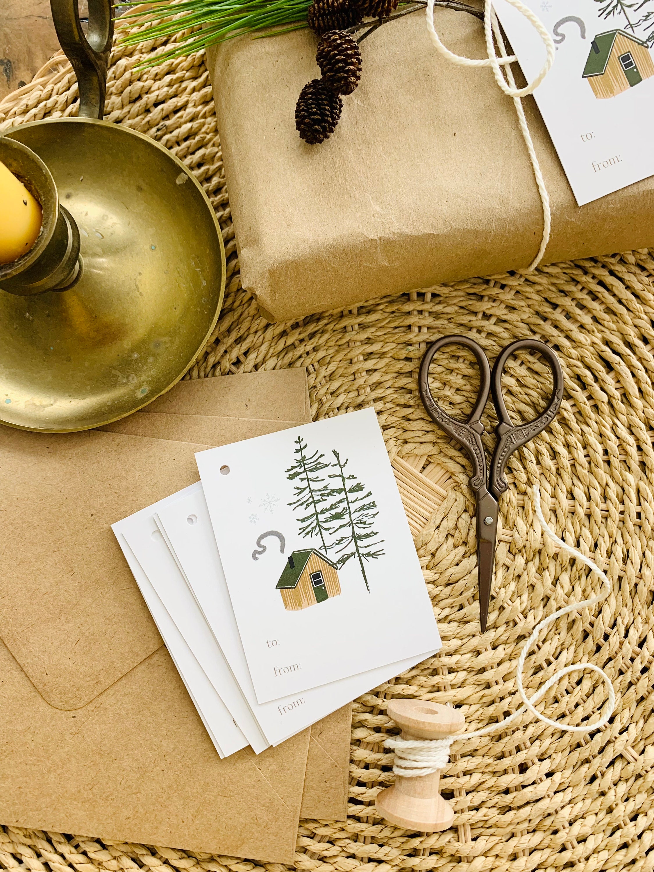 COZY CABIN Gift Tag Set Holiday Gift Tag Pretty Gift Tag Set - Etsy