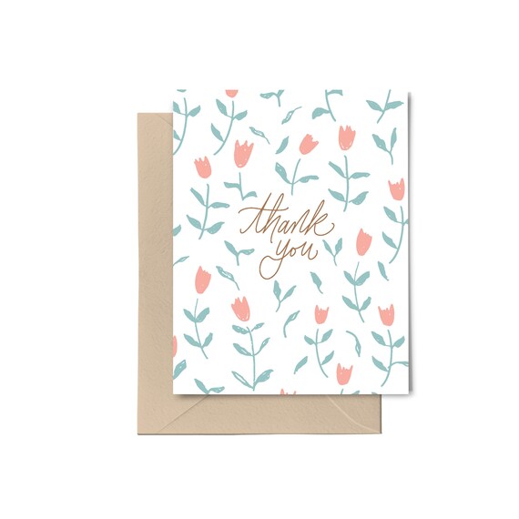 Thank You Note Card Thanks Greeting Card Happy Blank Note | Etsy