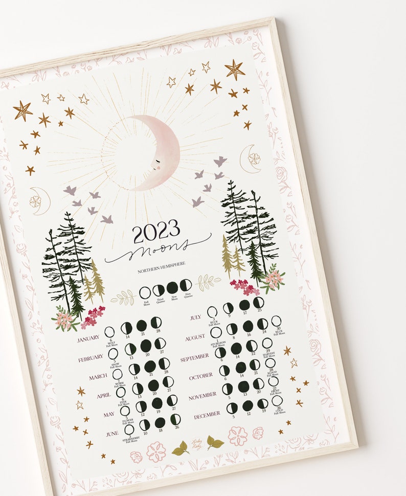 Instant Download 2023 Lunar Calendar Printable Gift Moon - Etsy Canada